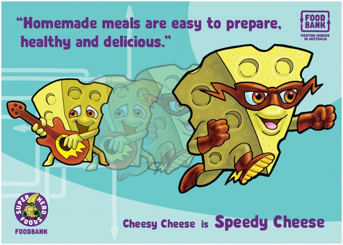 A2 Poster Speedy Cheese - Superhero Foods HQ by Foodbank WA